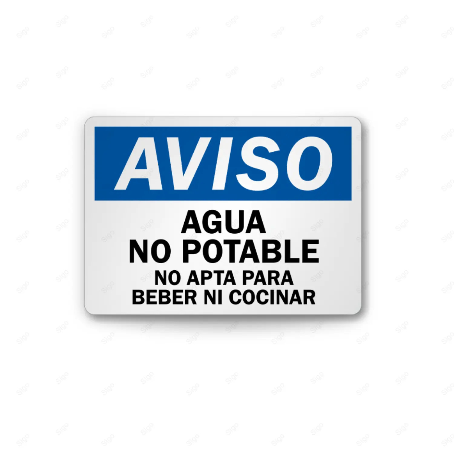 Rótulo de Aviso - Agua no potable no apta para beber ni co... | SIGO