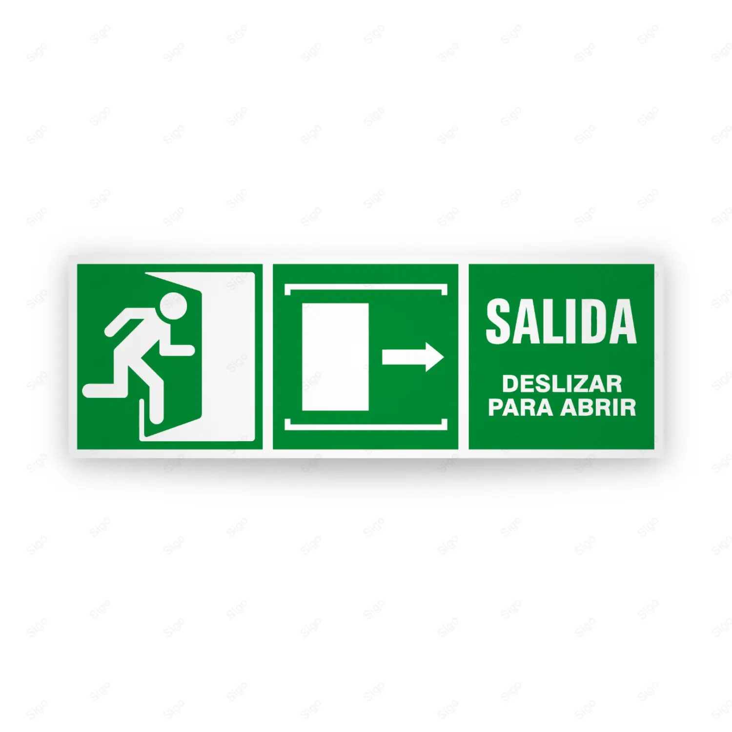 Rótulo de Ruta de Evacuación - Salida Deslizar Para Abrir | SIGO