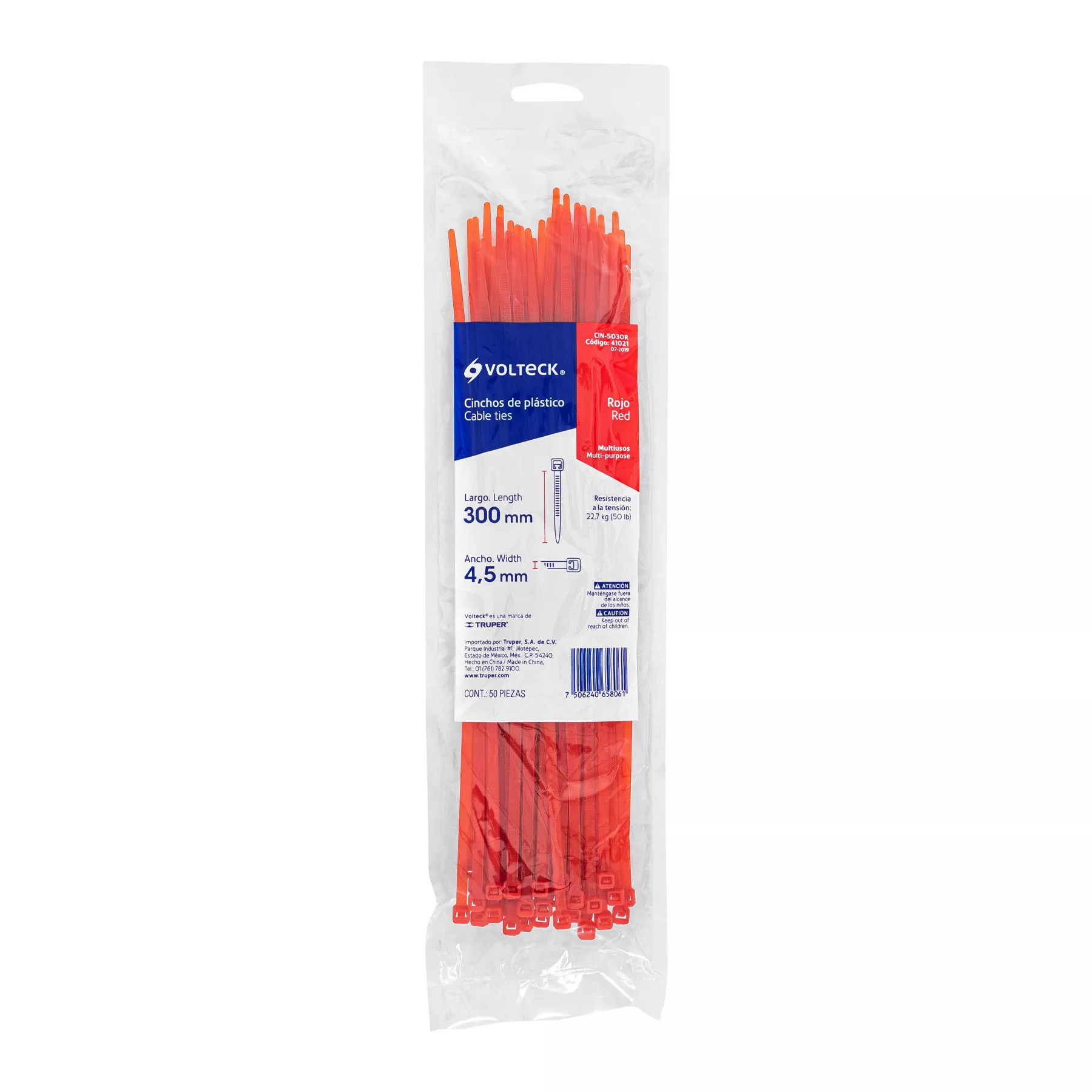 Bolsa 50 Cinchos Plásticos 50 Lb Rojos | Volteck