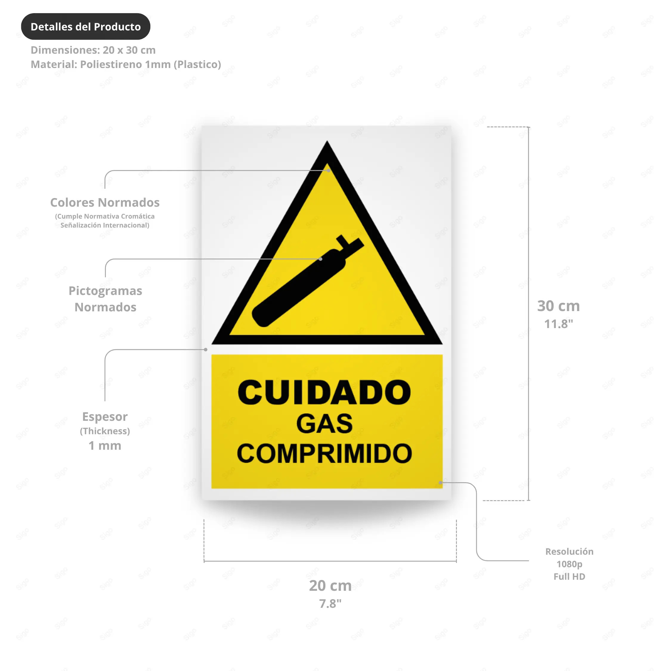 Rótulo - Cuidado gas comprimido... | SIGO