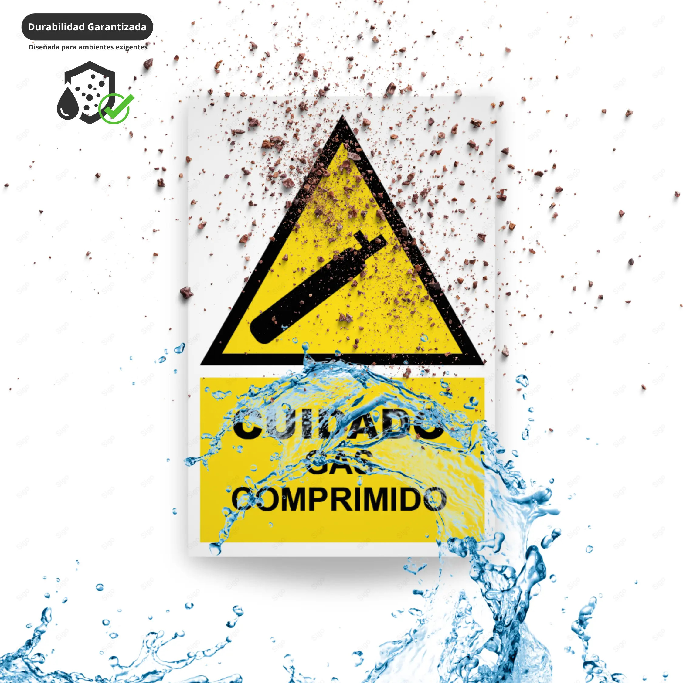 Rótulo - Cuidado gas comprimido... | SIGO