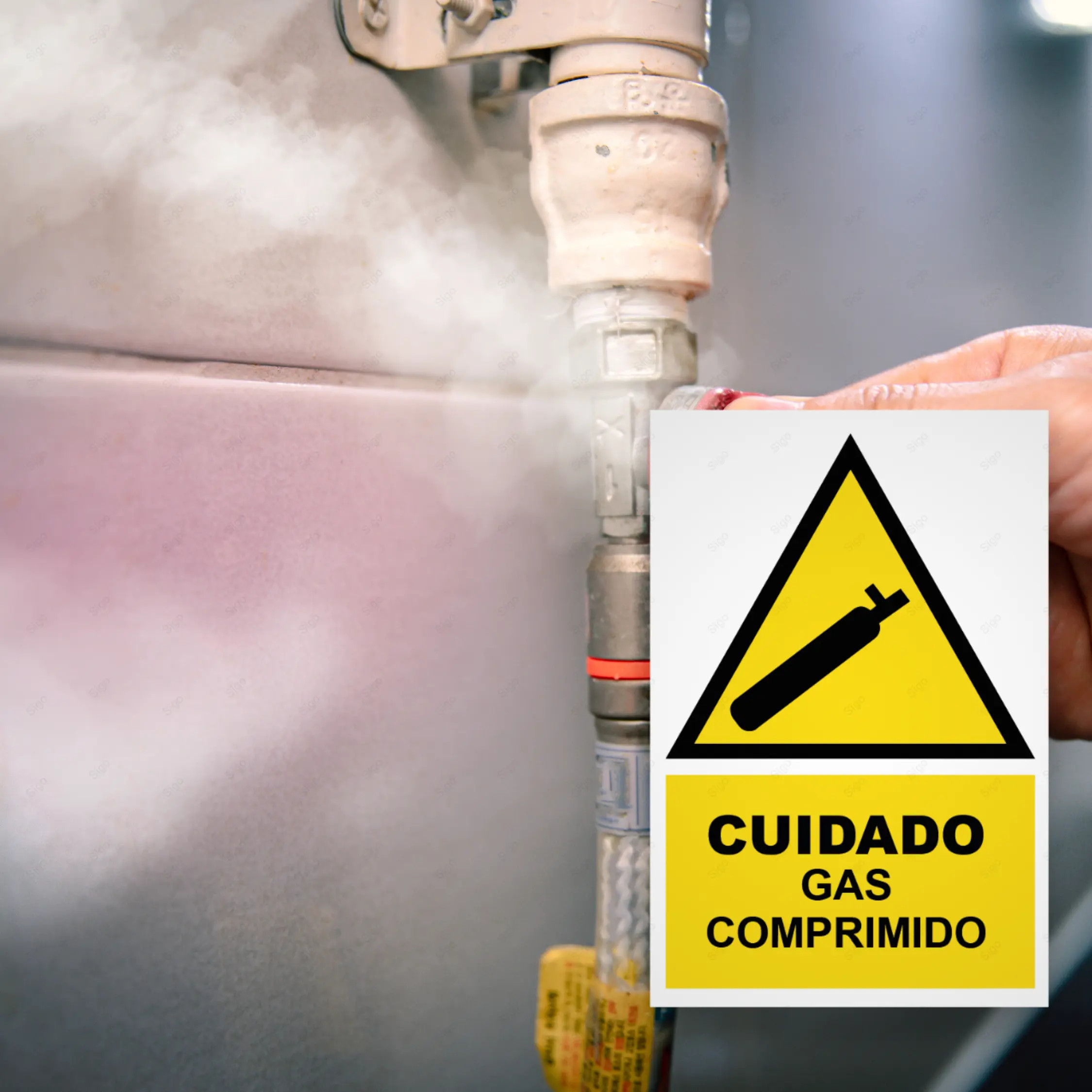 Rótulo - Cuidado gas comprimido... | SIGO