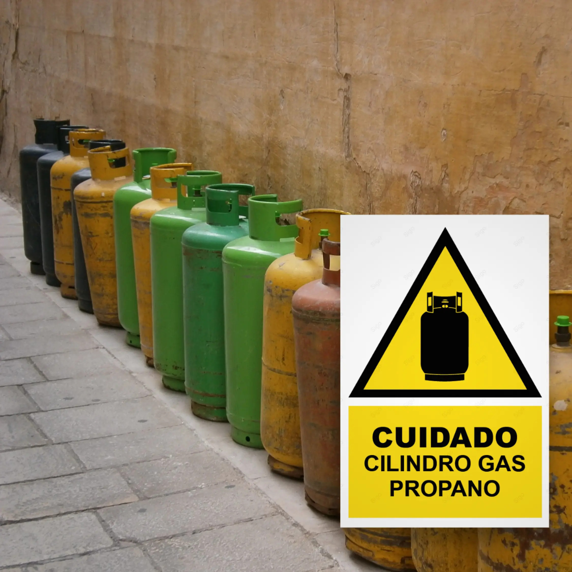 Rótulo Atención: Cuidado Gas Propano... | SIGO