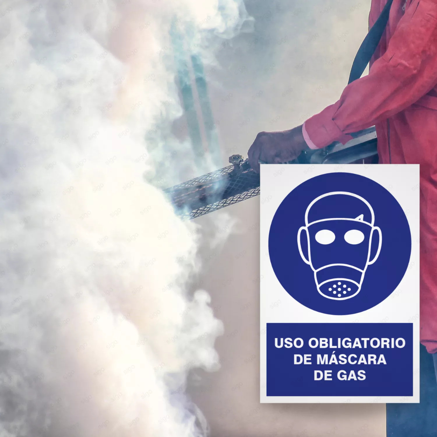 Rótulo: Uso obligatorio de máscara de gas | SIGO