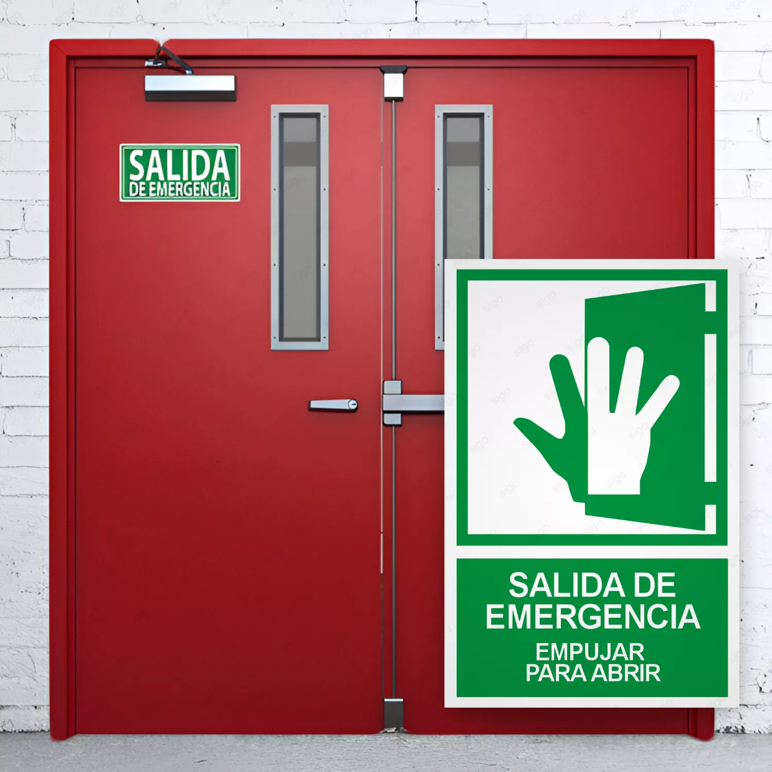 Rótulo de Ruta de Evacuación - Salida de Emergencia Empuja... | SIGO