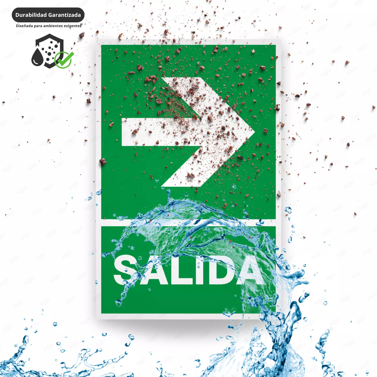 Rótulo de Ruta de Evacuación - Salida Flecha lado Derecha | SIGO