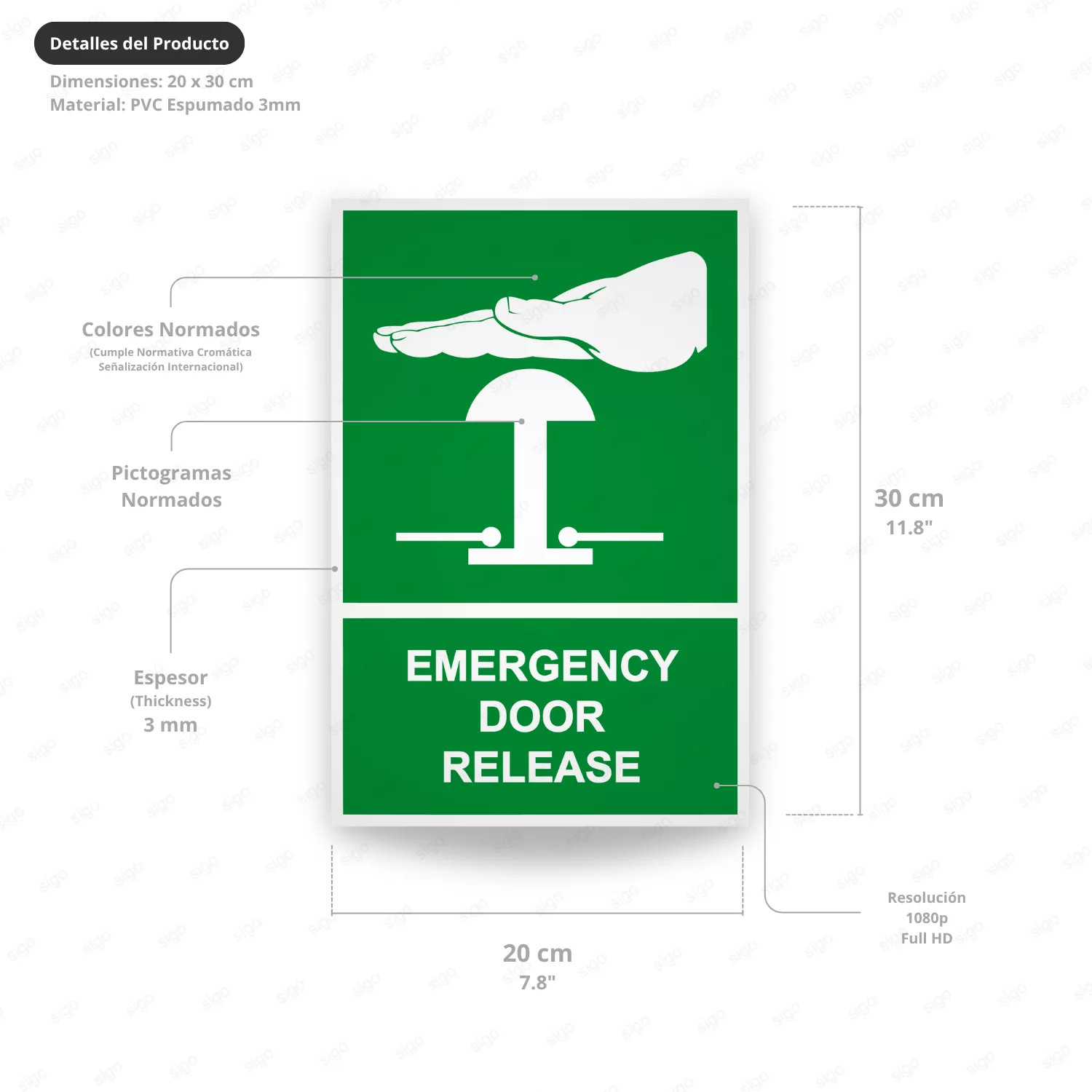 Rótulo de Ruta de Evacuación - Emergency Door Release| SIGO