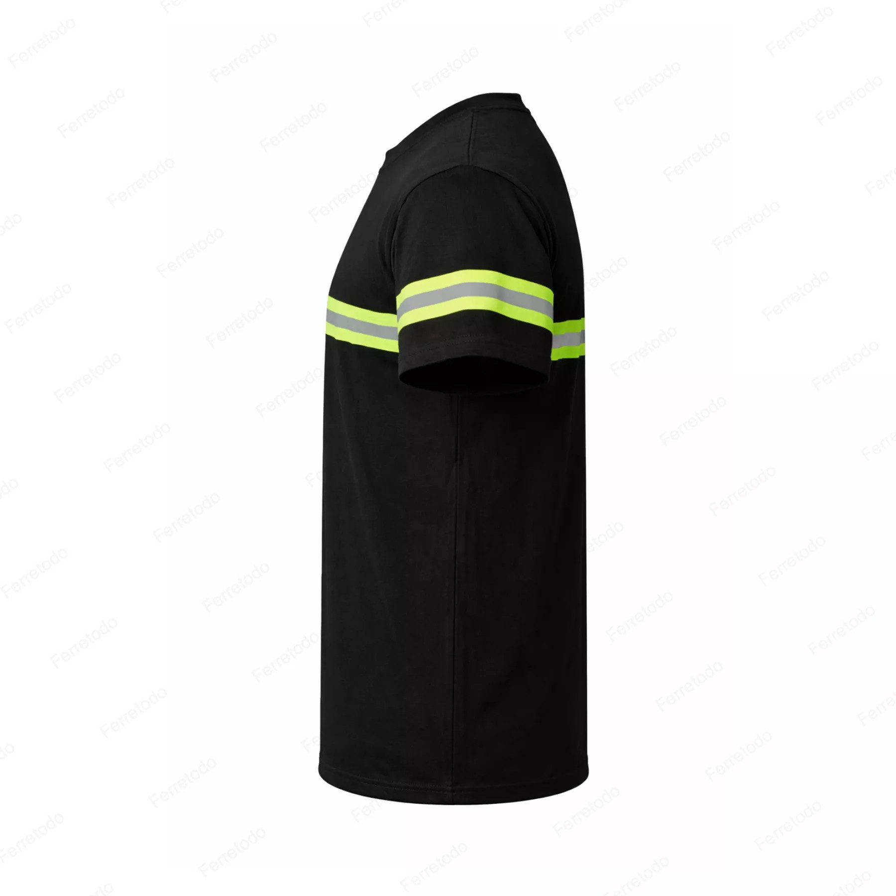 Playera de Trabajo Negra con Reflectivo Verde | Sin Marca