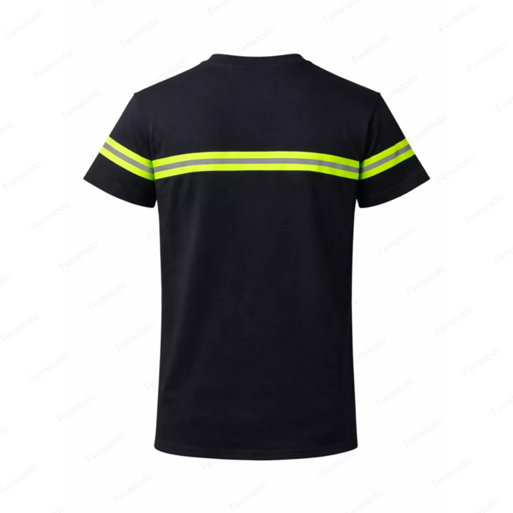 Playera de Trabajo Negra con Reflectivo Verde | Sin Marca